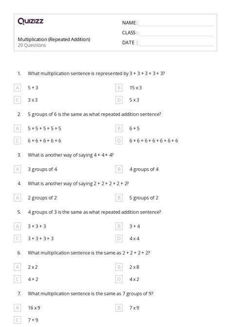 50 Repeated Addition Worksheets On Quizizz Free And Printable