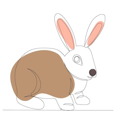 고립 된 하나의 연속 라인에 그리기 토끼 프리미엄 벡터