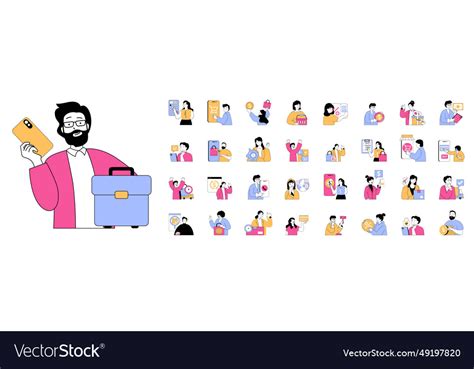 Mobile Commerce Concept With People Situations Vector Image