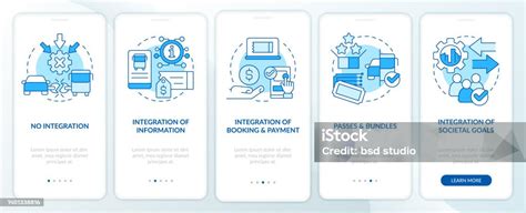 Tingkat Integrasi Maas Layar Aplikasi Seluler Onboarding Biru Ilustrasi