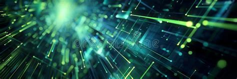 Abstract Green Digital Data Streams Background With Futuristic