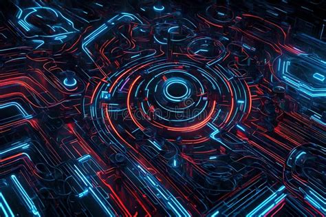 Abstract Background Featuring Blue And Red Technology Lines Creating A High End Tech Wallpaper