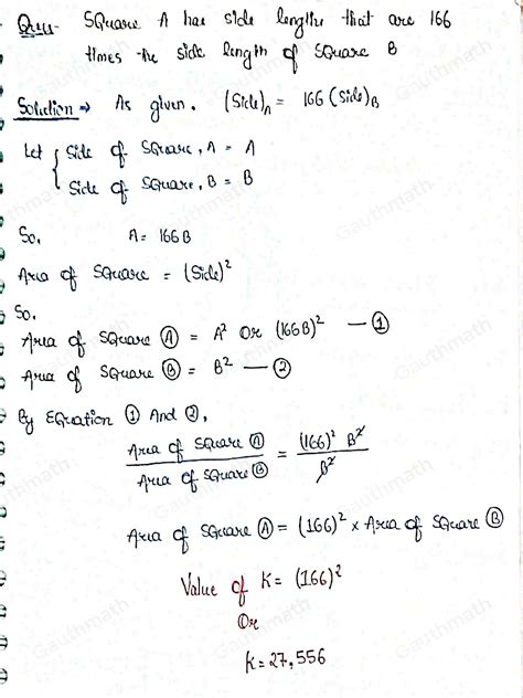 Solved Square A Has Side Lengths That Are 166 Times The Sid Geometry