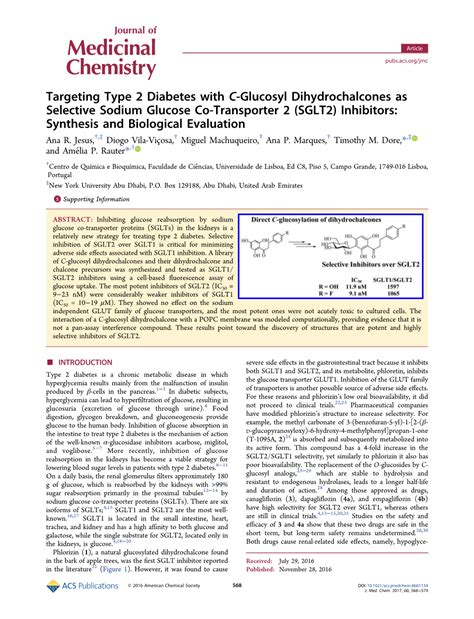 Glucosyl Dihydrochalcones As Selective Sodium Glucose Co Transporter 2