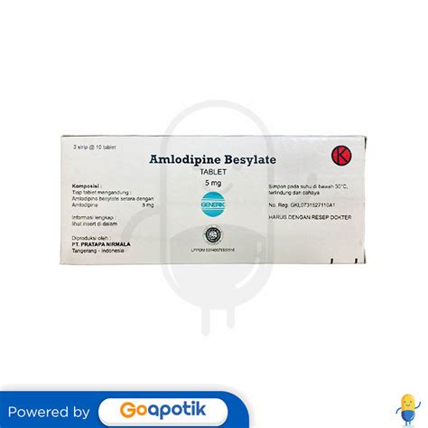 Amlodipine Besylate Pratapa 5 Mg Box 30 Tablet Kegunaan Efek Samping