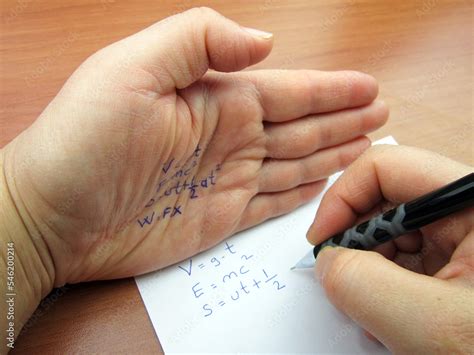 The Student Cheats During The Exam With A Cheat Sheet With The Formula