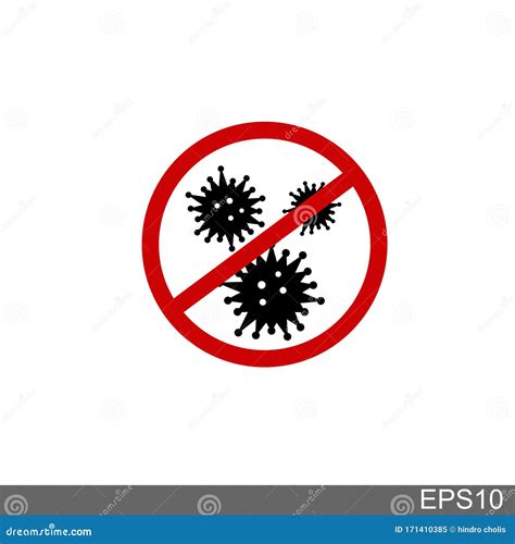 Bacterial Microbial Icon With A Red Signpost Stock Vector