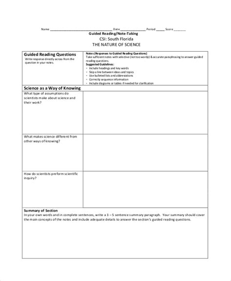 Free 20 Sample Cornell Note Templates In Pdf Ms Word