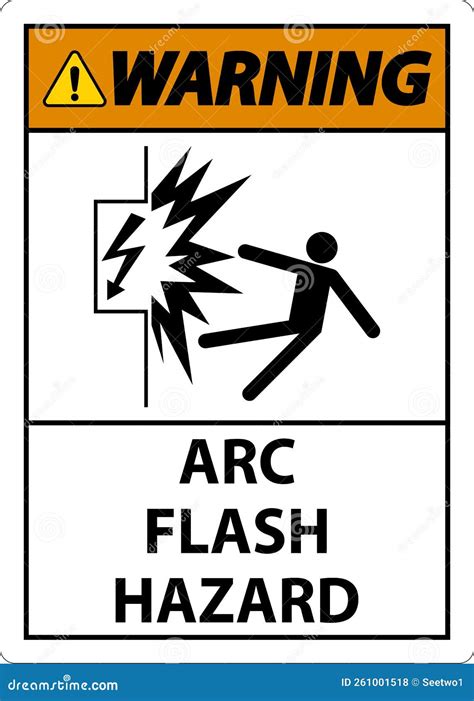 Warning Arc Flash Hazard Sign On White Background Stock Vector