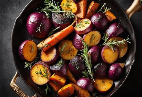 Premium Ai Image A Roasted Root Vegetable Medley With Herbs