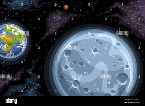 Vector Fantasy Space Chart Astronomical Horizontal Poster With Cartoon