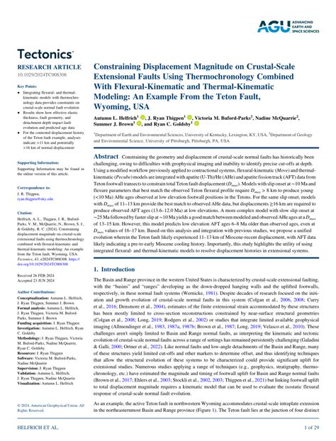 Constraining Displacement Magnitude On Crustal‐scale Extensional Faults Using Thermochronology