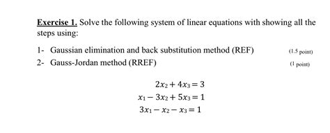 Solved Exercise Solve The Following System Of Linear Chegg