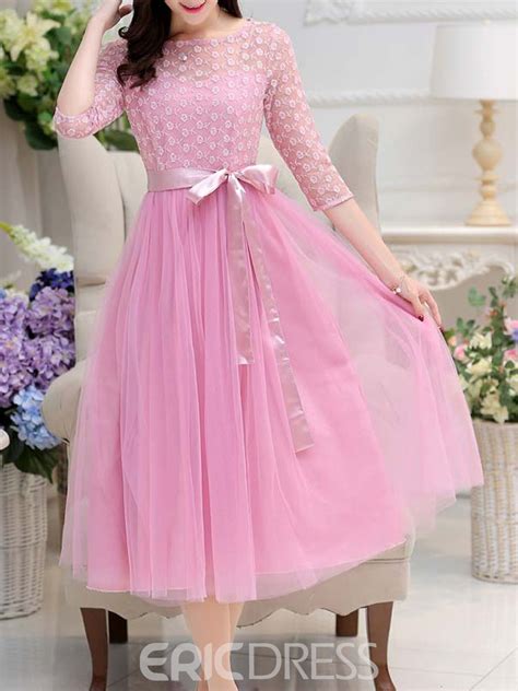 Ericdress Mesh Patchwork Lace Up Maxi Dress Artofit