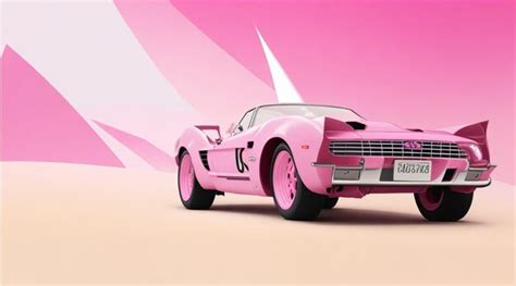 Premium Ai Image Cassic Car Pink Wallpaper