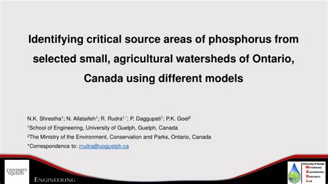 Pdf Identifying Critical Source Areas Of Phosphorus From Selected Small Agricultural