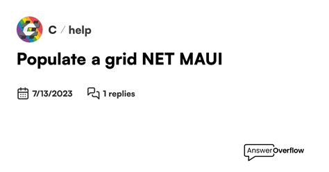 Populate A Grid Net Maui C