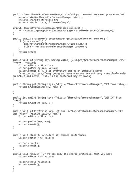 Shared Preferences Pdf