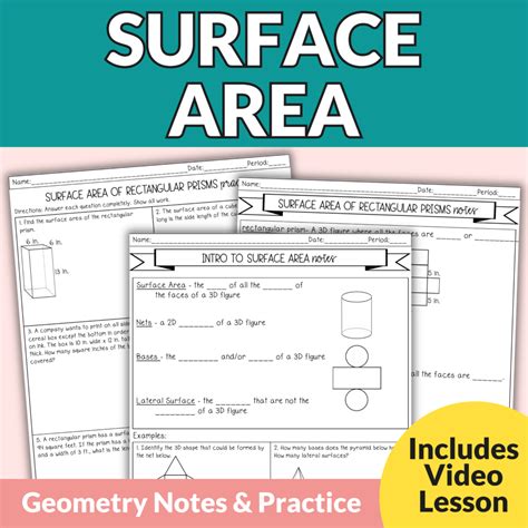 Surface Areas Of Pyramids And Cones Worksheets Free Surface Area Of