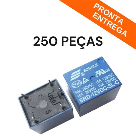 Kit 250 peças Relé SRD 12VDC SL C Azul 12V 10A 5 Pinos Reles Achei