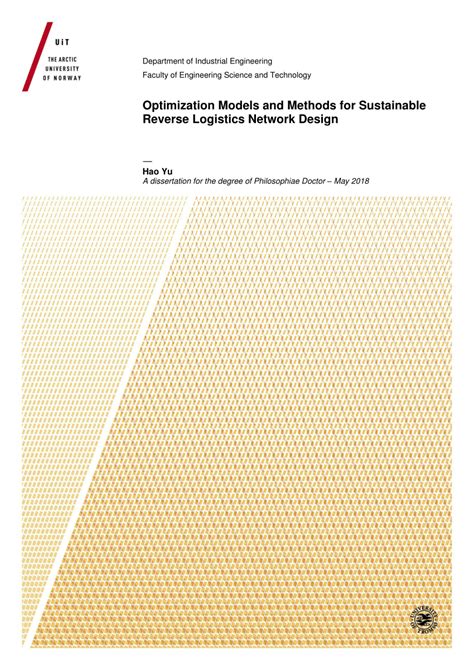 Pdf Optimization Models And Methods For Sustainable Reverse Logistics