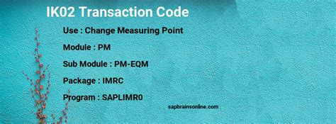 IK SAP Tcode For Change Measuring Point
