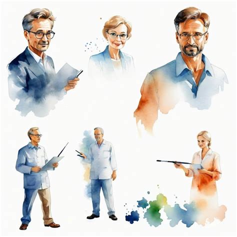 Experts Vector Set White Background Isolated A High Quality Premium
