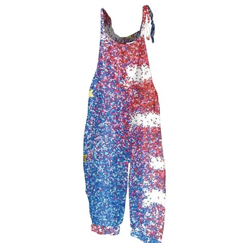 Knosfe American Flag Jumpsuit For Women Scoop Independence Day Bib