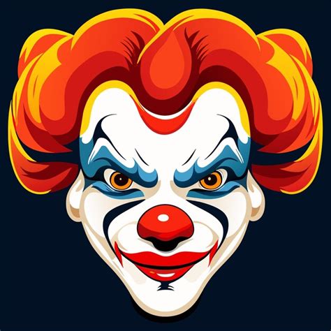 Premium Vector Creepy Clown Head Halloween Hand Drawn Flat Stylish