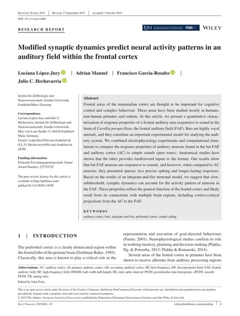 Pdf Modified Synaptic Dynamics Predict Neural Activity Patterns In An