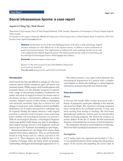Download Pdf Sacral Intraosseous Lipoma A Case Report