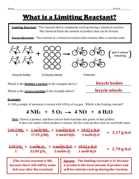 Limiting And Excess Reactants Worksheets With Answers