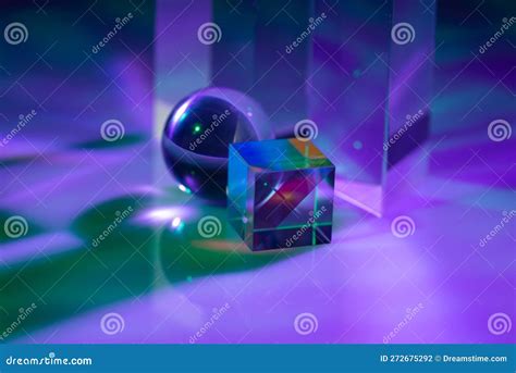 Crystal Prism Rainbow Light Refraction Texture On White Background