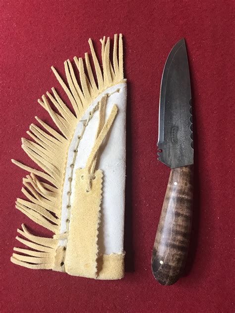 Voyager 8 34 French Knife And Signed Natural Elk Rawhide Sheath