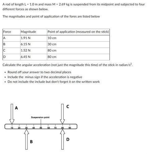 SOLVED A Rod Of Length L 1 0 M And Mass M 2 69 Kg Is Suspended