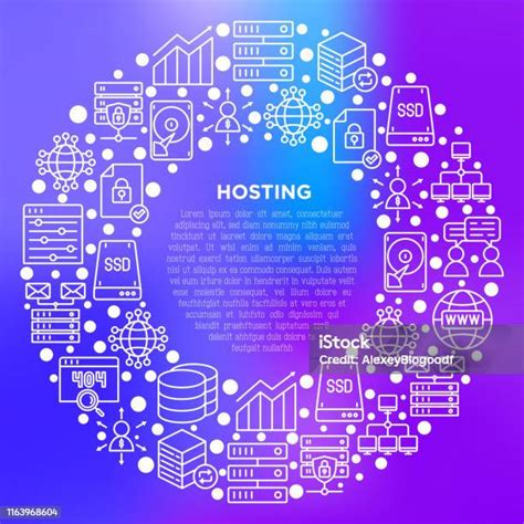 Vps 고객 지원 도메인 이름 자동 백업 Ssd 제어판 보안 서버 로컬 네트워크 Ssl 얇은 라인 아이콘원으로 원 호스팅 개념