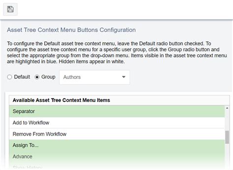 Assets Tree Context Menu