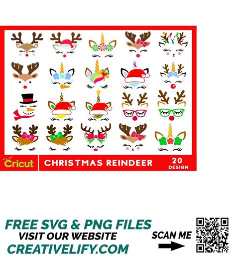 Christmas Reindeer Faces SVG Bundle Reindeer SVG Girl Rein Inspire Uplift