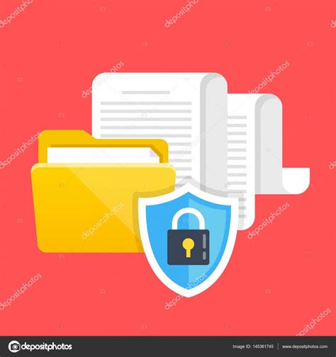 Data Protection File Security And Access Rights Concepts Folder Documents And Shield With