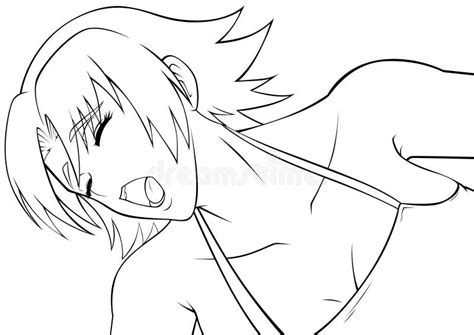 Screaming Anime Girl Line Art Stock Vector Illustration Of Sensuality