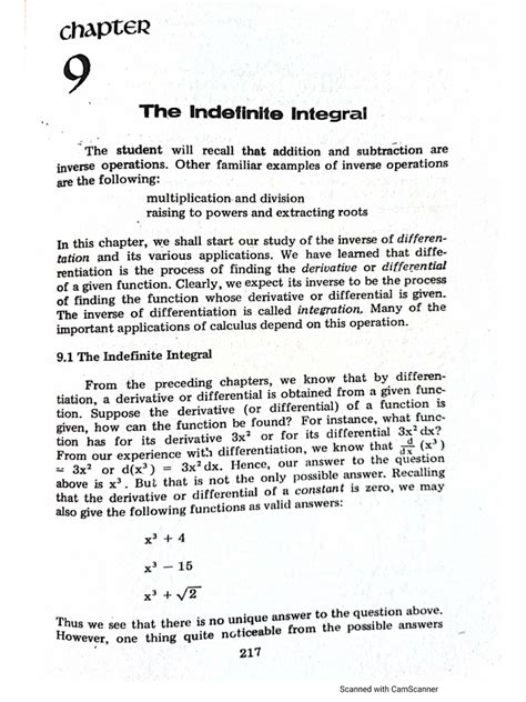 Chapter 1 Indefinite Integral Pdf