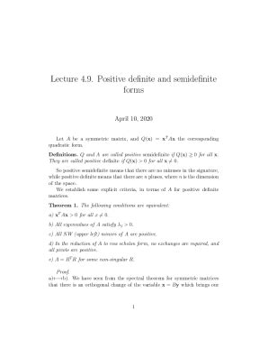 Fillable Online Lecture 4 9 Positive Definite And Semidefinite Forms