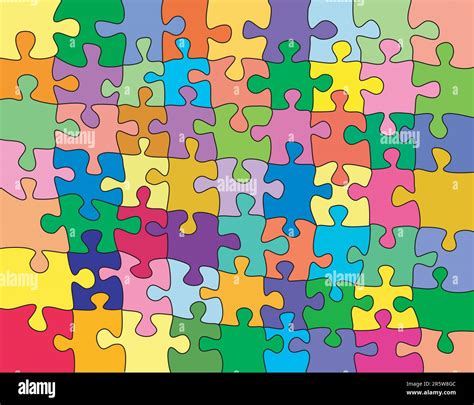Editable Vector Background Illustration Of A Colorful Jigsaw With Each