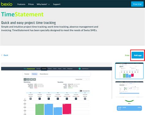 Timestatement Bexio Interface