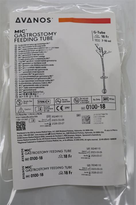 New Avanos 0100 18 Mic Gastronomy Feeding Tube 18 Fr Diameter 7 10ml