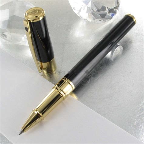 Stylo Roller Dupont D Initial Noir Doré
