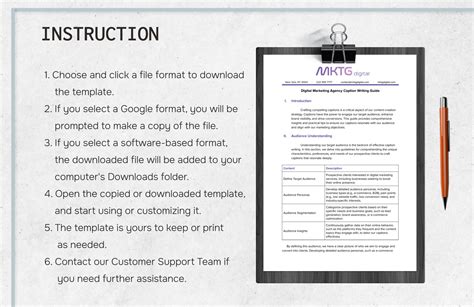 Digital Marketing Agency Caption Writing Guide Template In Word PDF