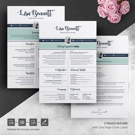 Teacher Resume Cv Design Template Elementary School Teacher Ms Word