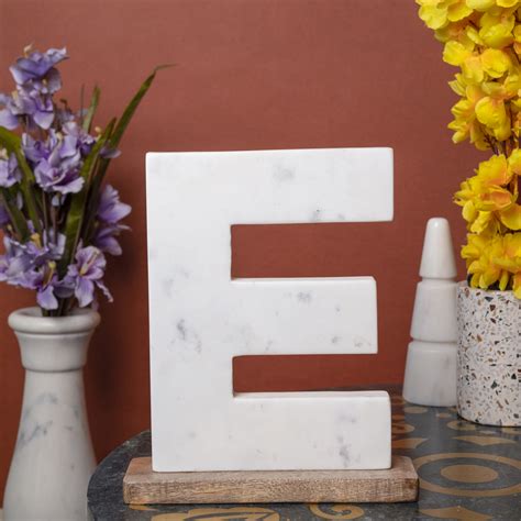 White Marble Decorative E Letter Luxlina