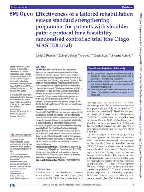 Pdf Effectiveness Of A Tailored Rehabilitation Versus Standard Strengthening Programme For